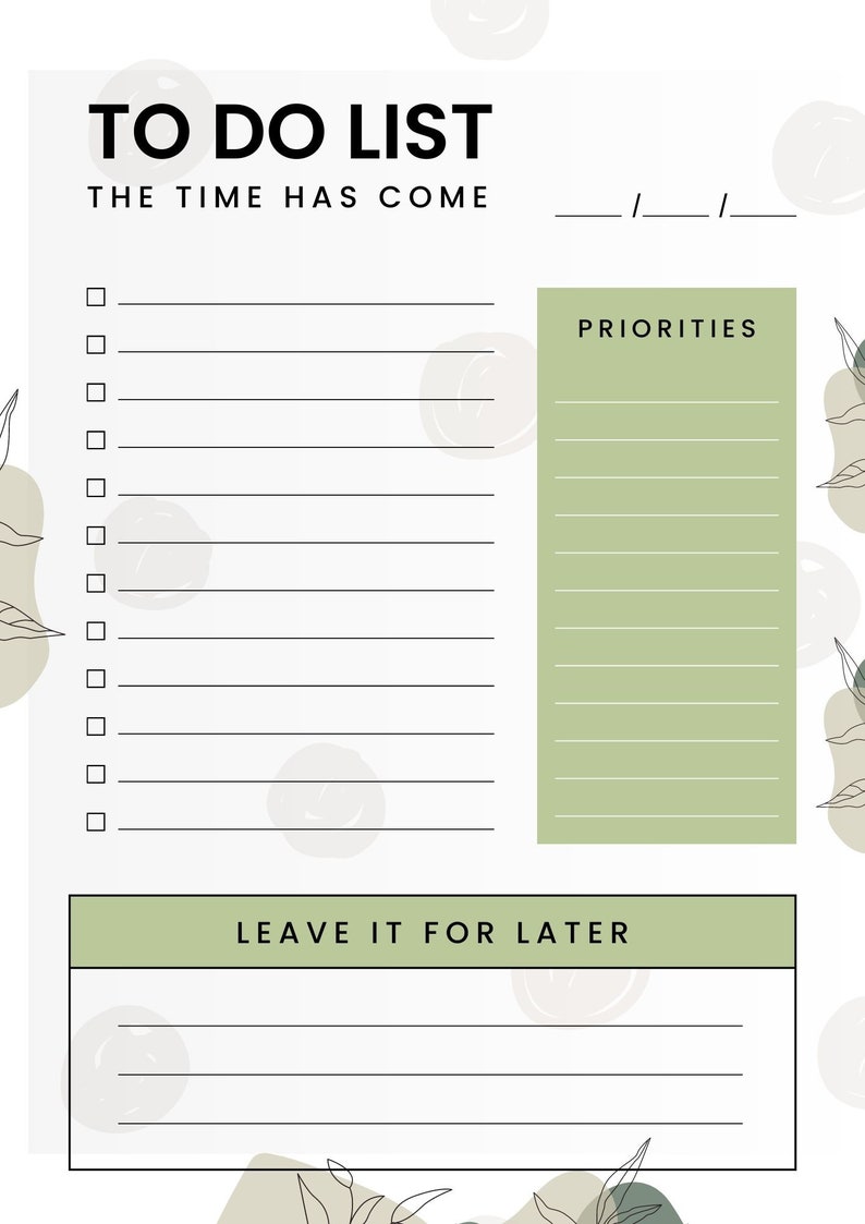 Green Minimalist to Do List Planner| Eco-friendly Task Tracker: Green ...