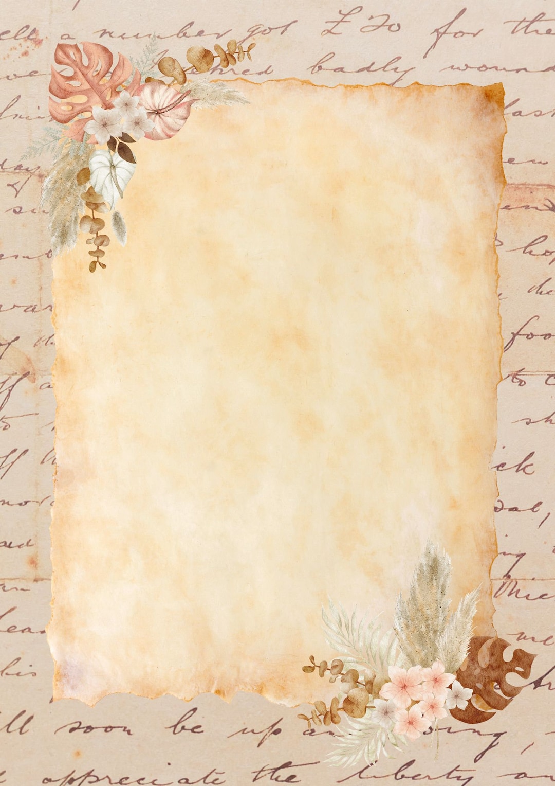 Brown and Cream Aesthetic Paper Page Border |classical Flourish: Brown ...