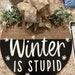 Winter is Stupid Funny Door Sign | Front Door Wooden Decor - Etsy