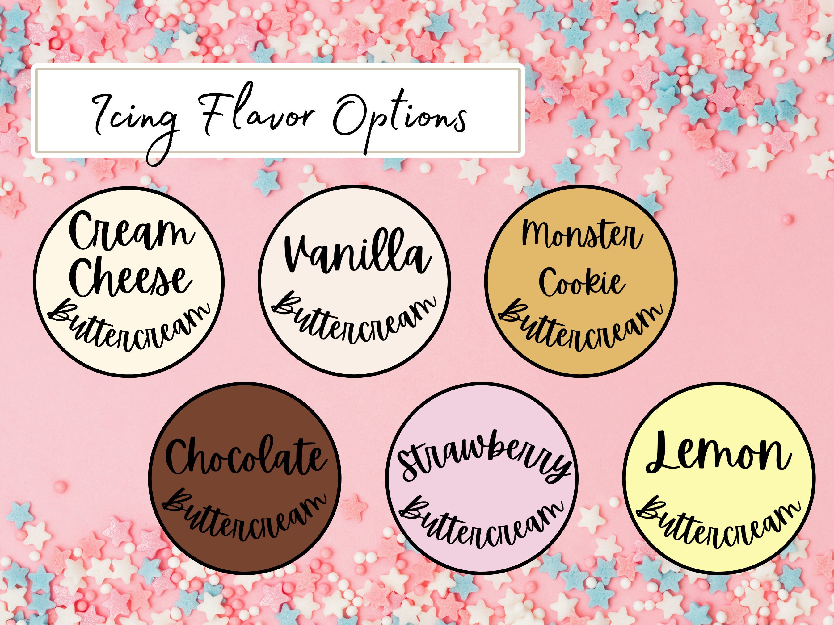 Printable Icing Flavor Stickers Set of 6 Frosting Flavor - Etsy