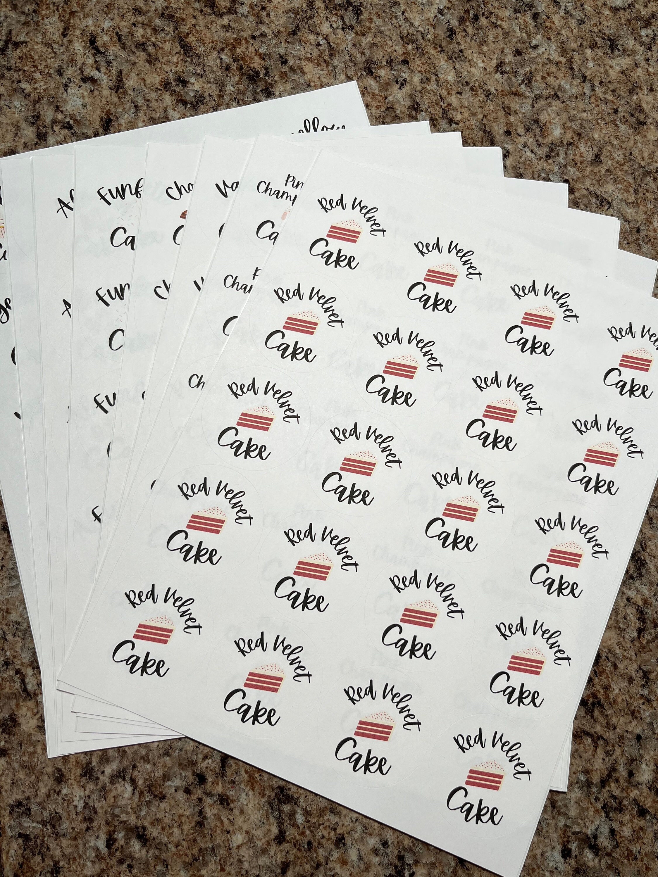 Printable Cake and Icing Flavor Stickers Set of 16 Cute Bakery Business ...