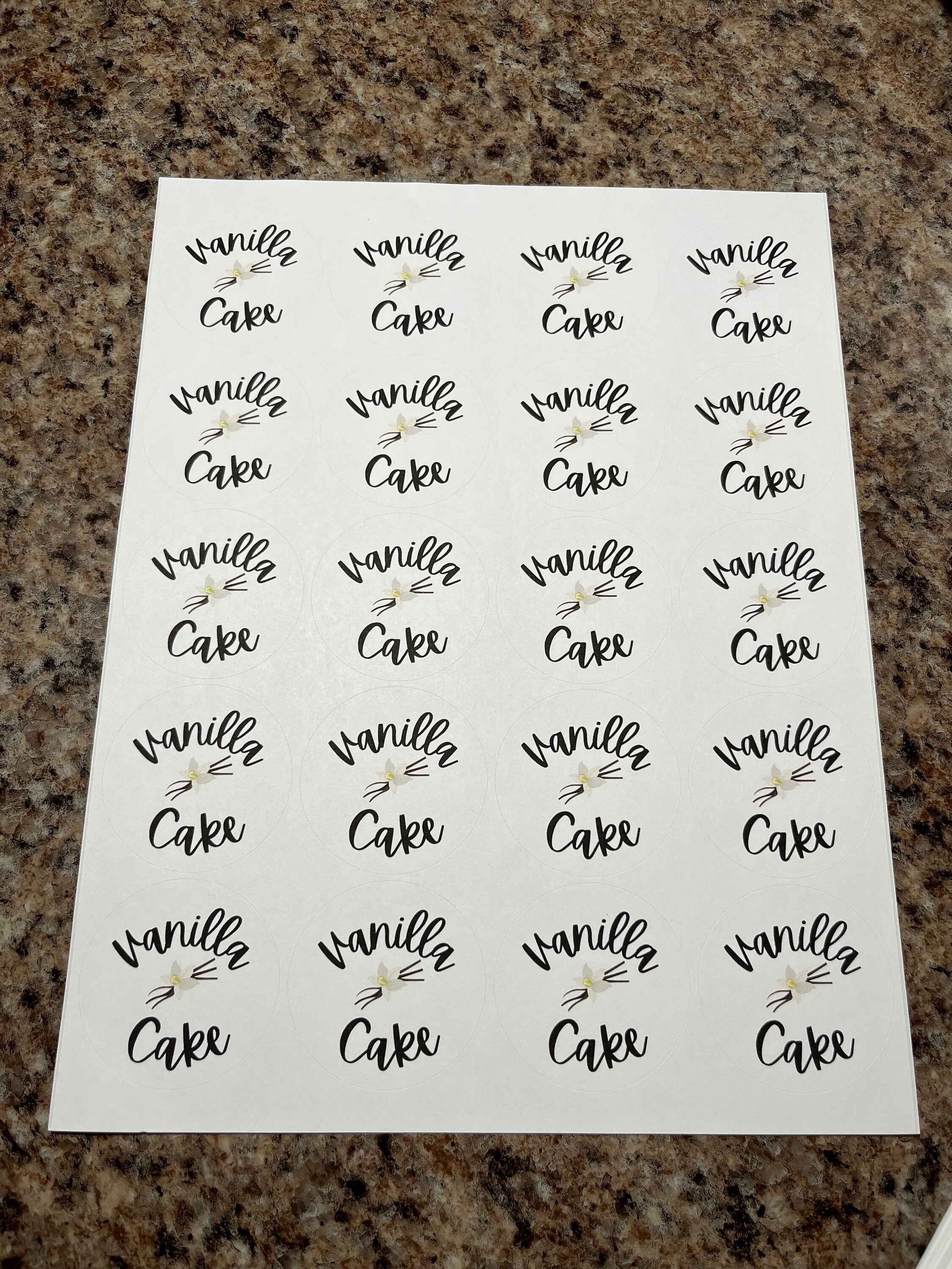 Cake Flavor Sticker Sheets Bakery Labels Set of 10 Options - Etsy