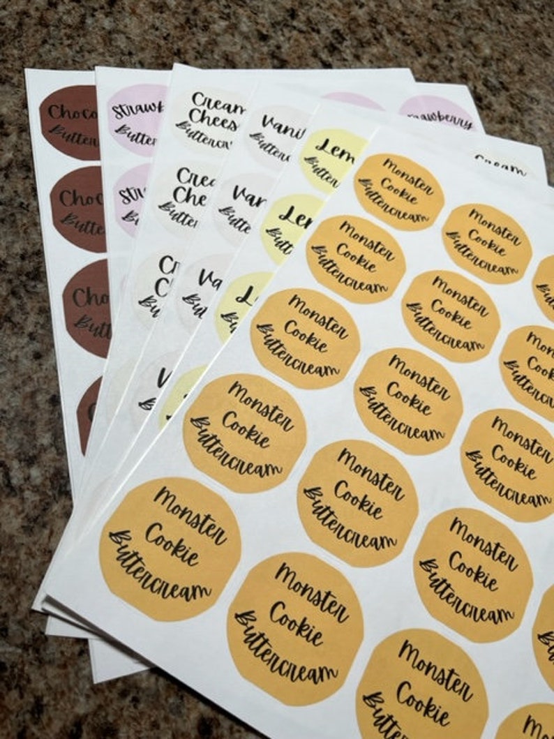 Printable Icing Flavor Stickers Set of 6 Frosting Flavor - Etsy