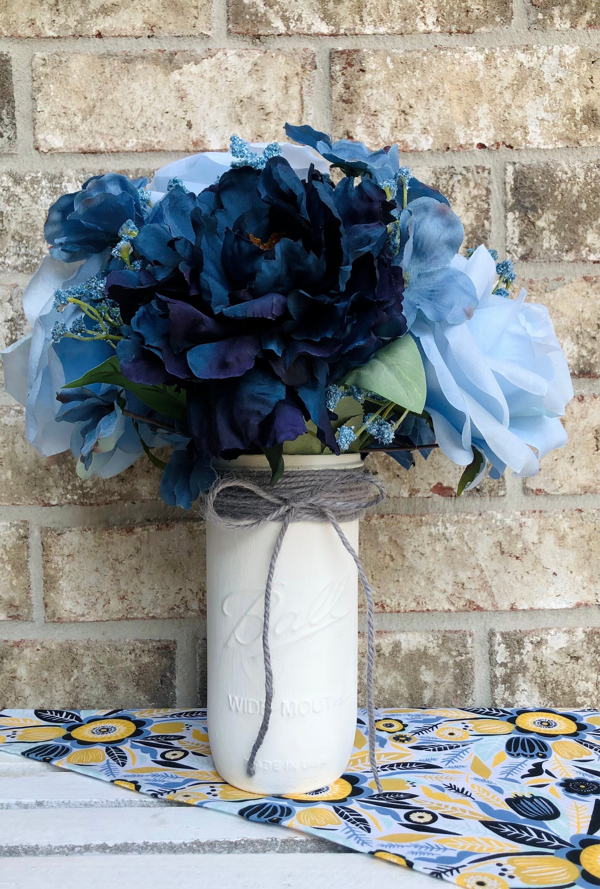 Blue Rose Flower Arrangement, Home Decor Farmhouse, Baby Shower ...