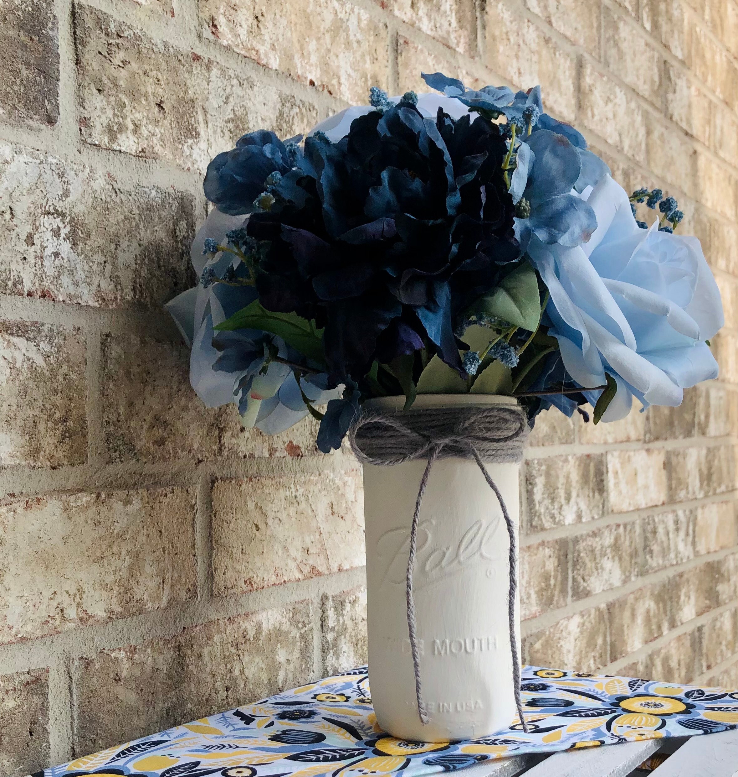 Blue Rose Flower Arrangement, Home Decor Farmhouse, Baby Shower ...