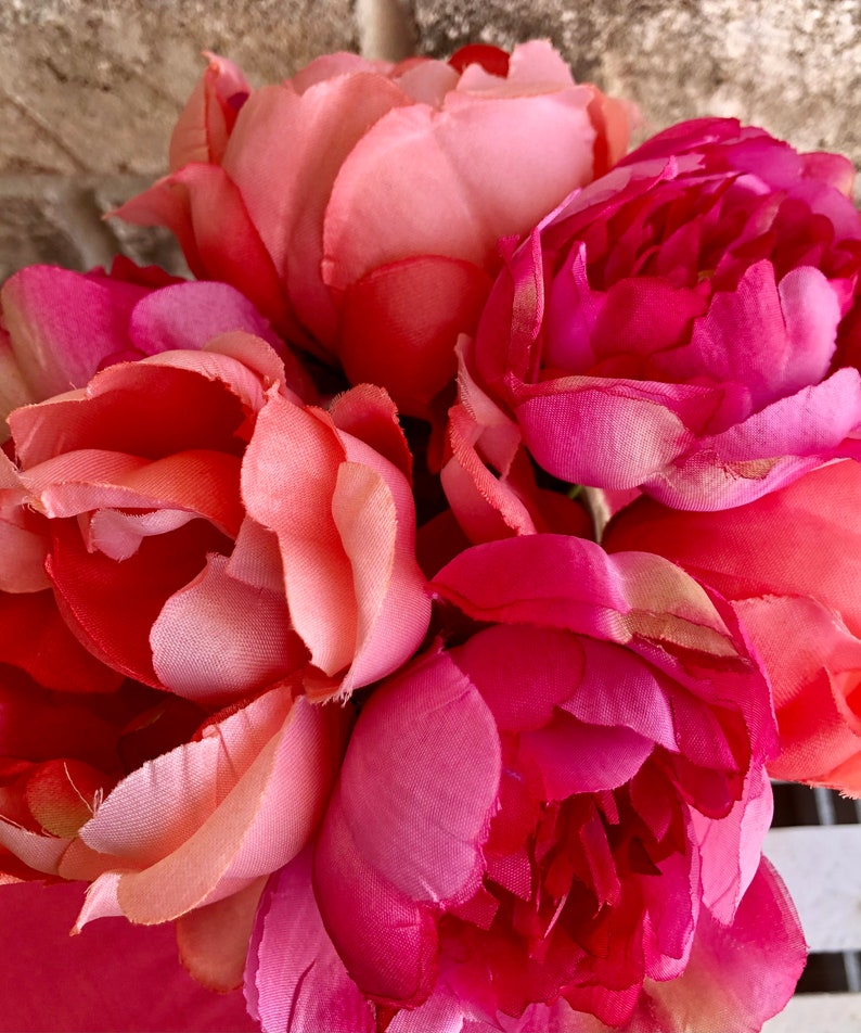 Pink and Coral Peony Arrangement, Wedding Decor for Table Centerpiece ...
