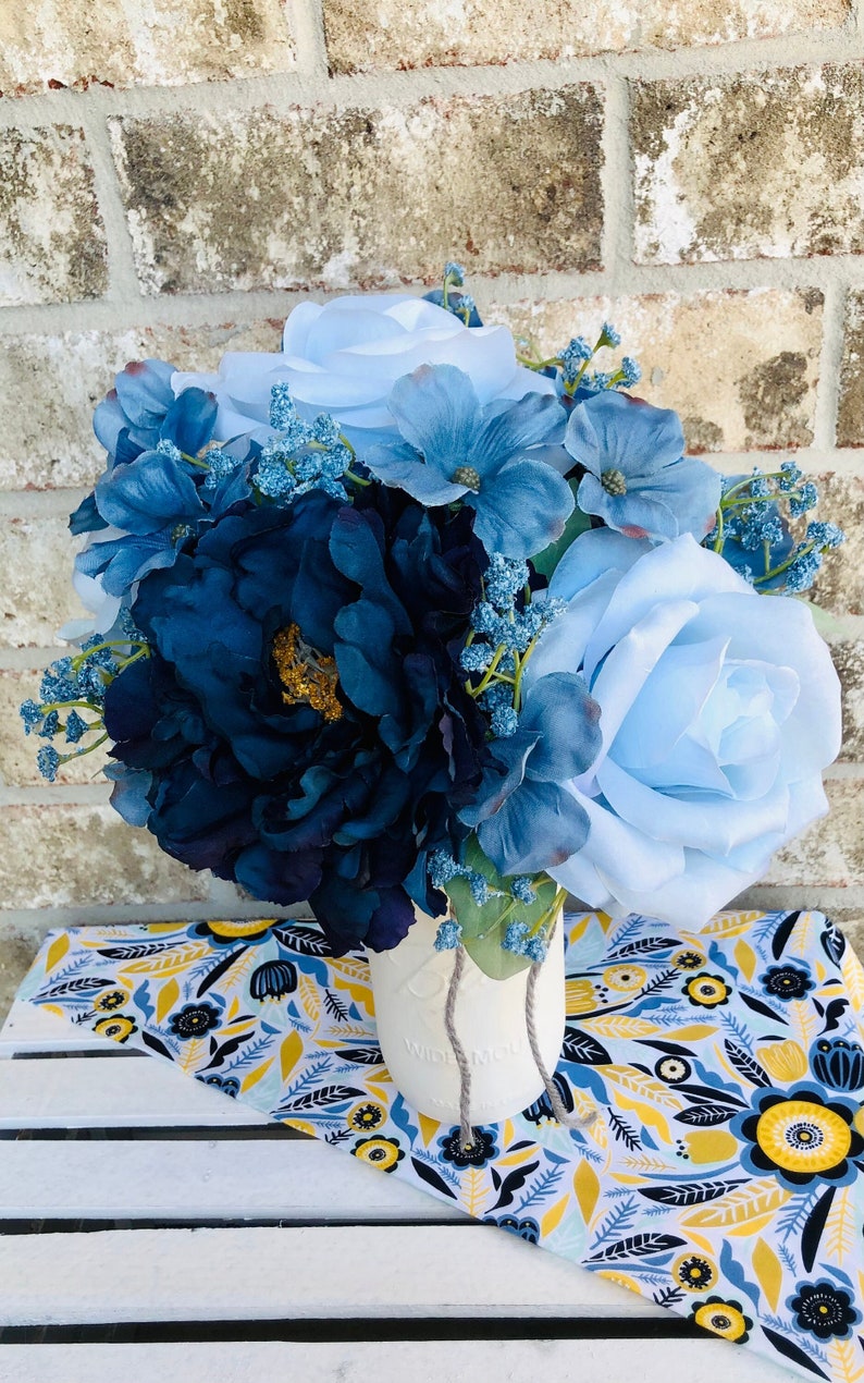 Blue Rose Flower Arrangement, Home Decor Farmhouse, Baby Shower ...