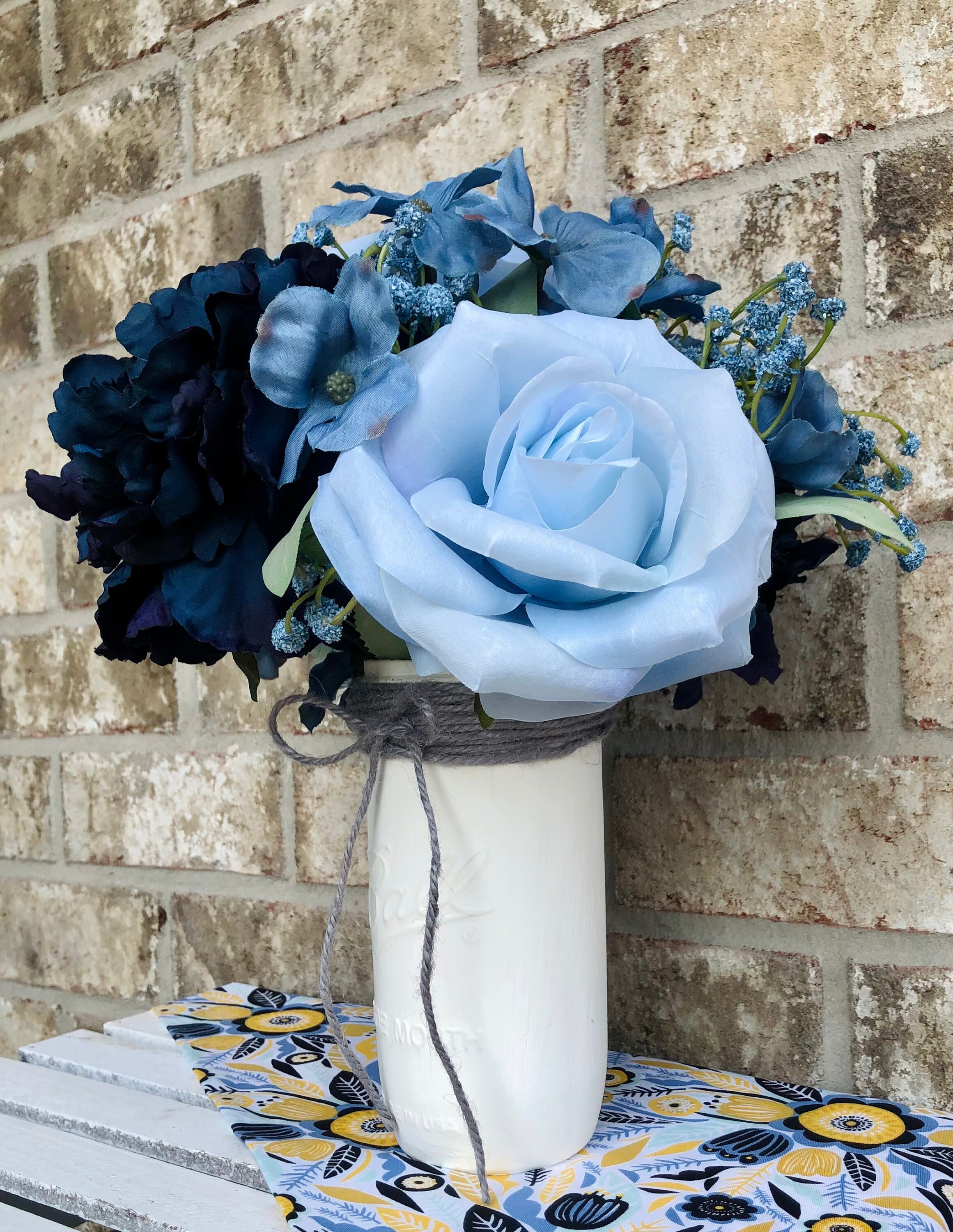 Blue Rose Flower Arrangement, Home Decor Farmhouse, Baby Shower ...