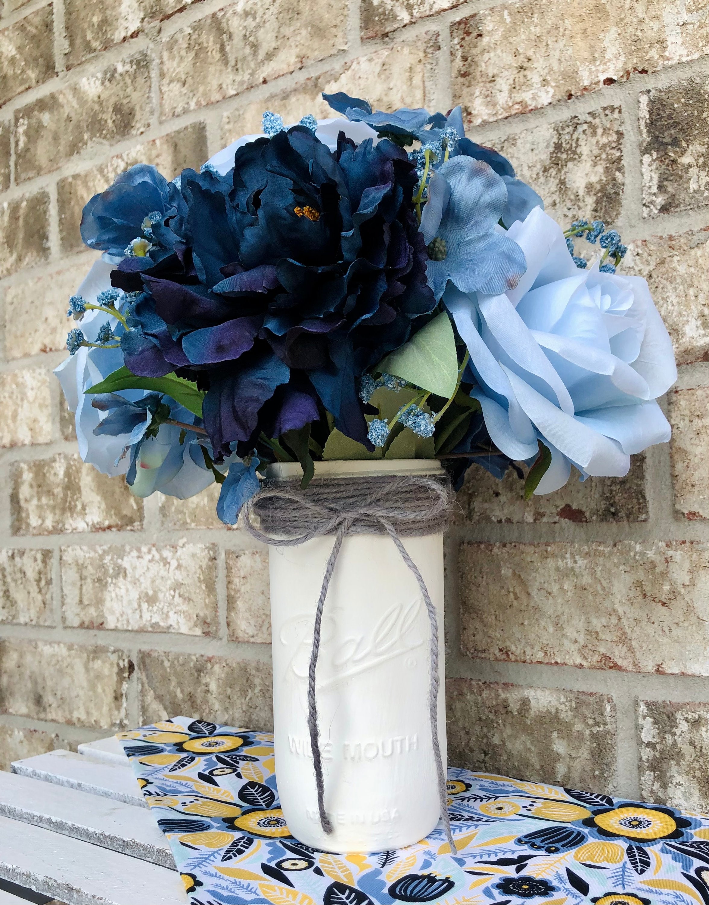 Blue Rose Flower Arrangement, Home Decor Farmhouse, Baby Shower ...