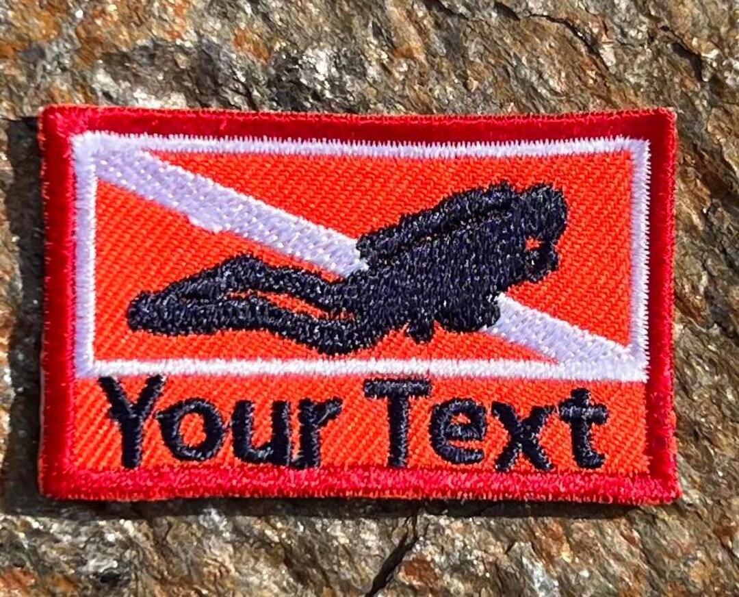 Custom Letters Name Scuba Diver Down Flag Diving Dive Embroidered Patch ...