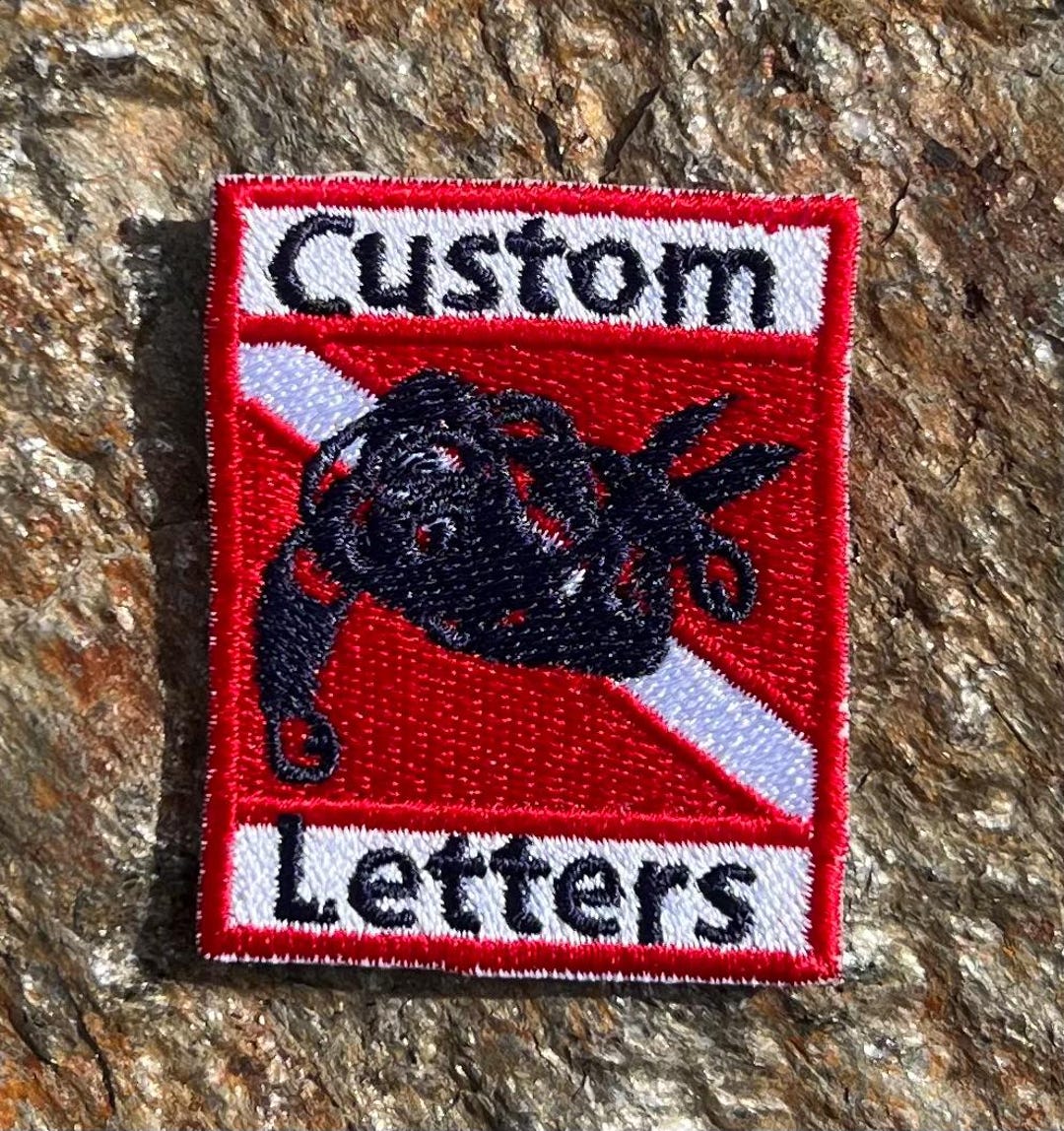 Custom Letters Name Scuba Diver Down Flag Diving Dive Embroidered Patch ...