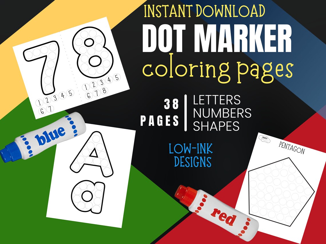 PRINTABLE Dot Marker Coloring Pages • Letters, Numbers, & Shapes • 38 ...
