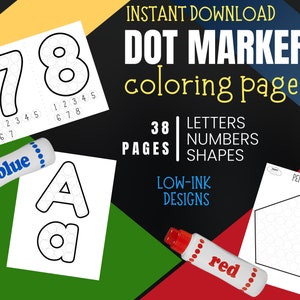 PRINTABLE Dot Marker Coloring Pages • Letters, Numbers, & Shapes • 38 ...