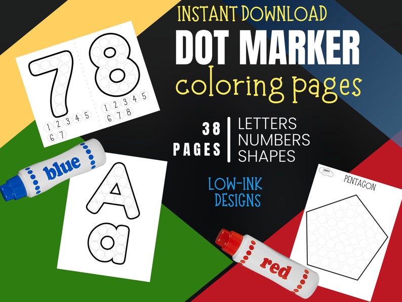 PRINTABLE Dot Marker Coloring Pages • Letters, Numbers, & Shapes • 38 ...