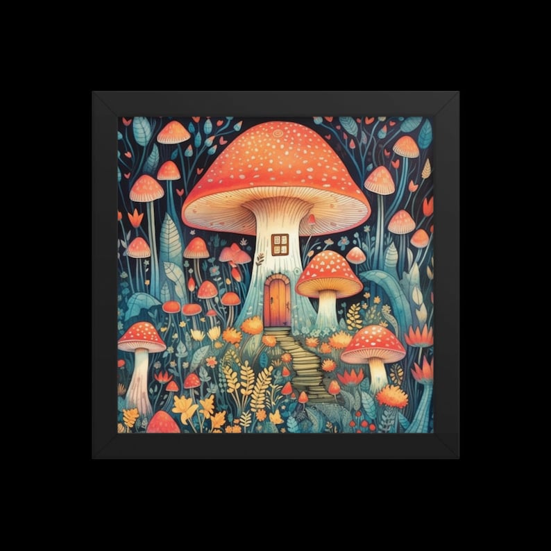 Mushroom Forest Cottage Core Art Print | Trippy Mushroom Art | Magical ...