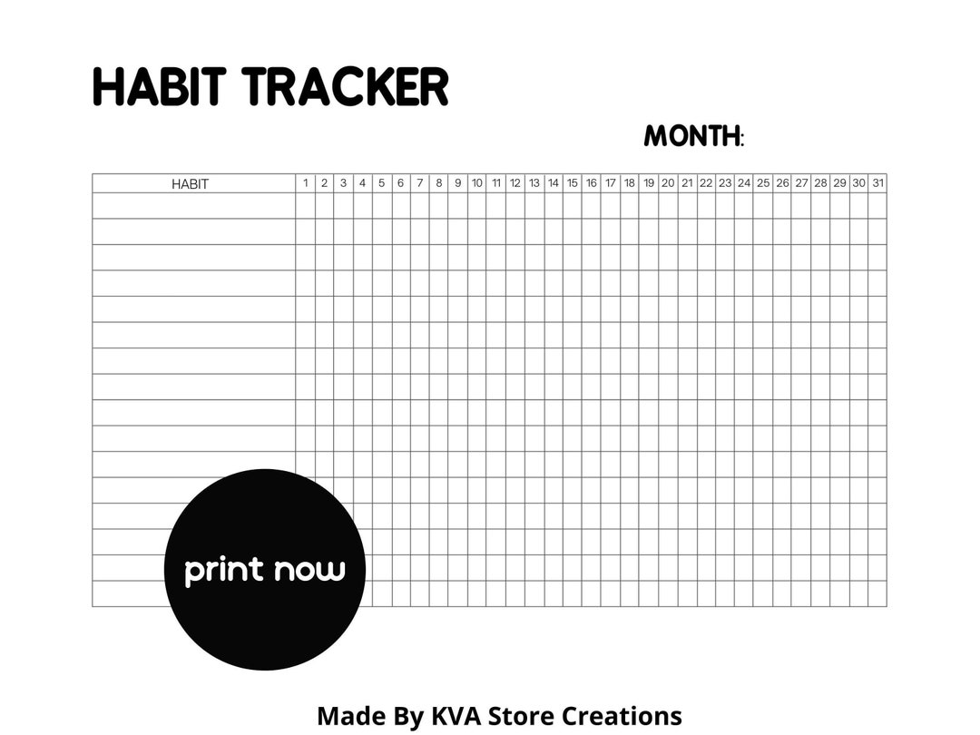 HABIT TRACKER, Monthly Habit Tracker - Etsy