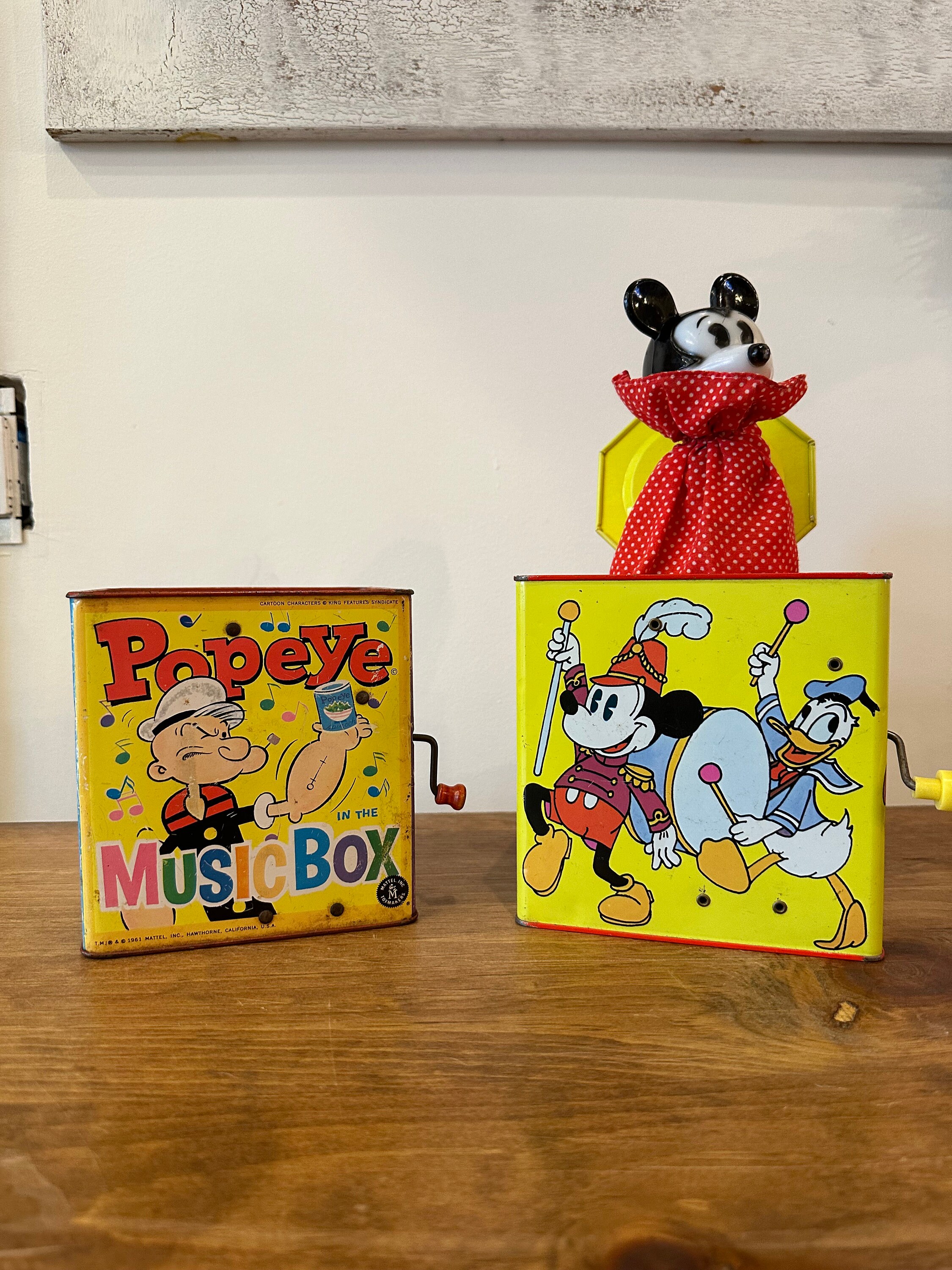 Vintage Mickey Mouse & Popeye Pop up Music Boxes - Etsy