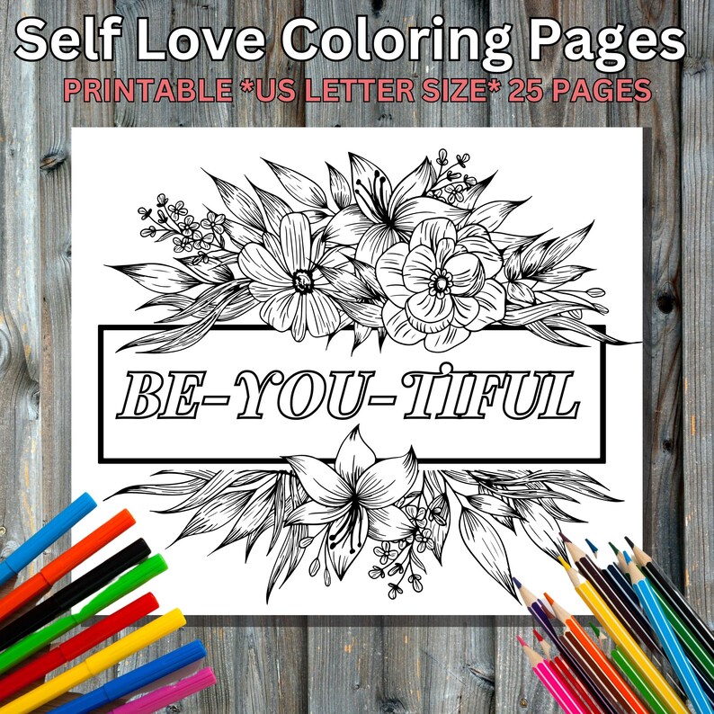 25 Self Love Coloring Book, Adults Kids Instant Download - Printable ...
