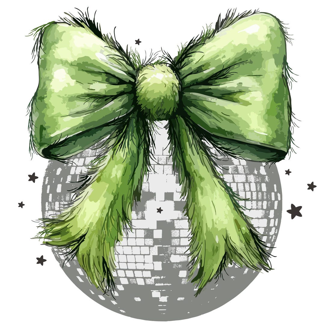 Green Bow and Disco Ball, Heat Transfer, Press and Peel, Diy, Shirt ...