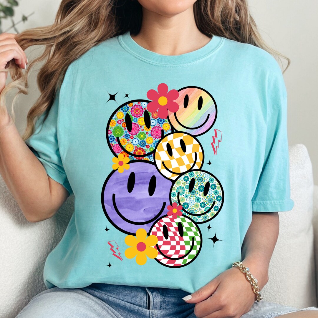 Retro Smiley Face, Png, Digital Download, Cute Shirt Design - Etsy