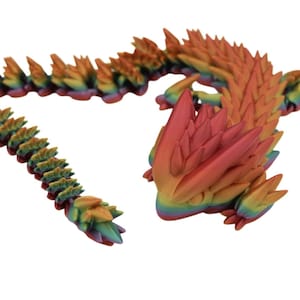 Large Rainbow Spiky Dragon Fidget Toy 3D Printed Articulated Dragon - Etsy