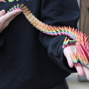 Large Rainbow Spiky Dragon Fidget Toy 3D Printed Articulated Dragon - Etsy