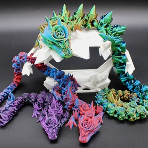 Rose Dragon Fidget Toy, 3D Printed Articulated Dragon, Desk Decoration ...