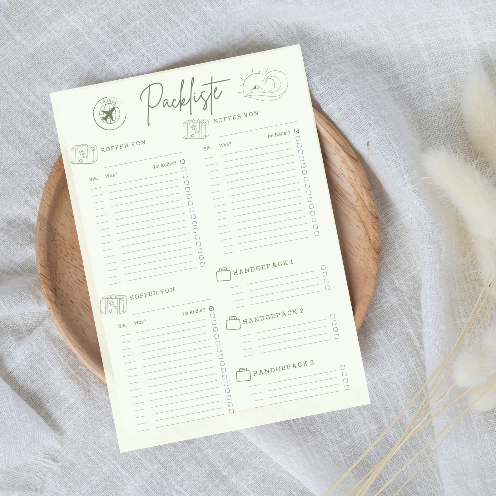 Packing List DIN A4 Help With Packing for Families in German Family ...