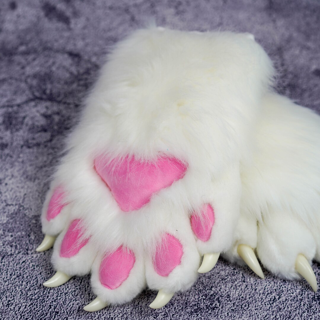 Realistic Five-finger Paws With White Faux Fur and Pink Meat - Etsy