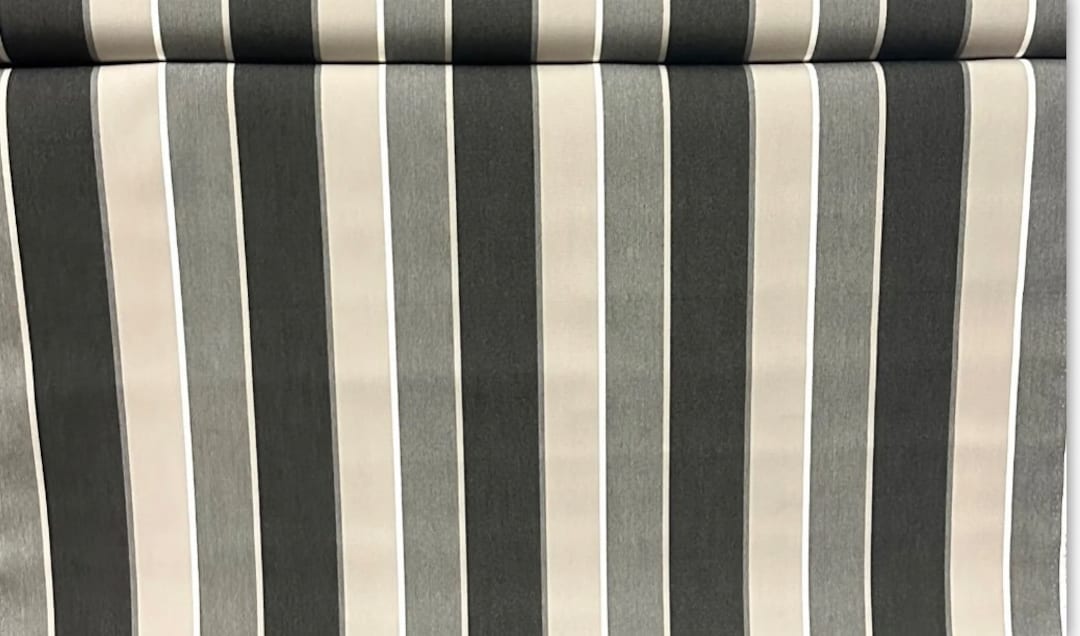 Sunbrella Shade Outdoor Waterproof Fabric Clinton Granite Striped 4888 ...
