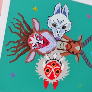 Princess Mononoke Pixel Art Print - Etsy