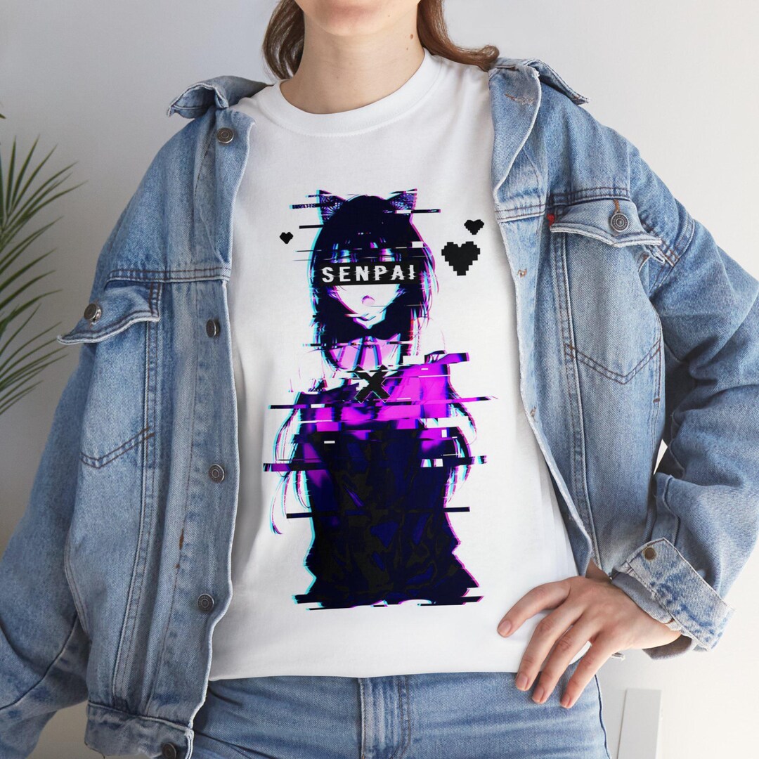 Senpai Shirt Senpai Glitch T-shirt Anime Senpai Shirt Anime Girl Senpai ...