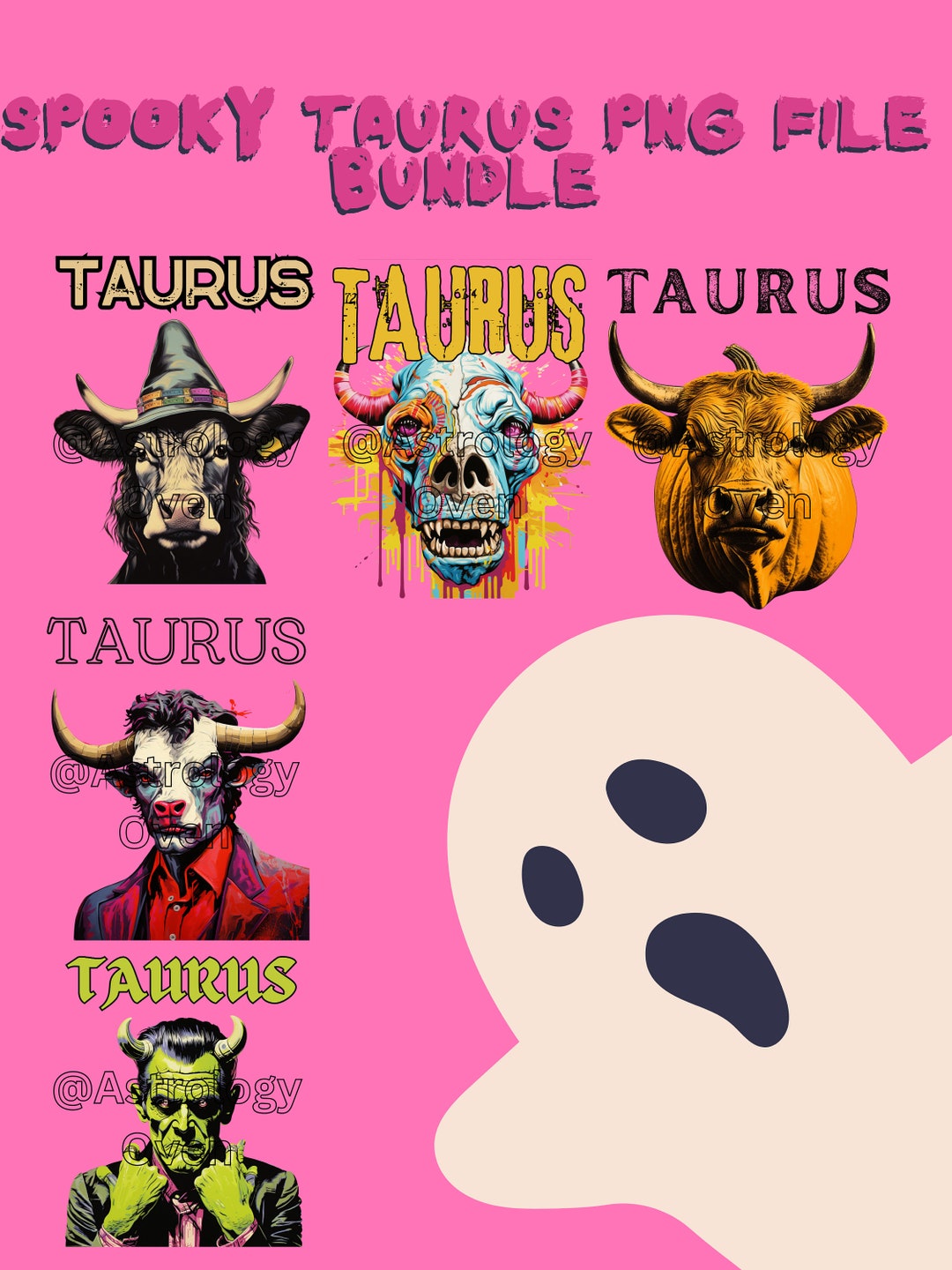 Halloween Taurus PNG File Bundle - Set of 5 Unique Transparent ...