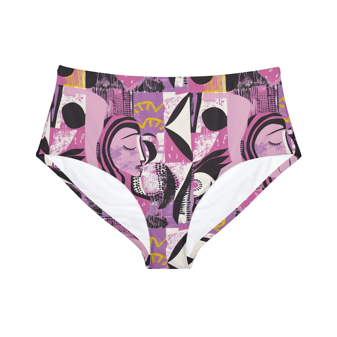 Virgo Muse: Pink Picasso Inspired High Waist Bikini Bottoms - Etsy