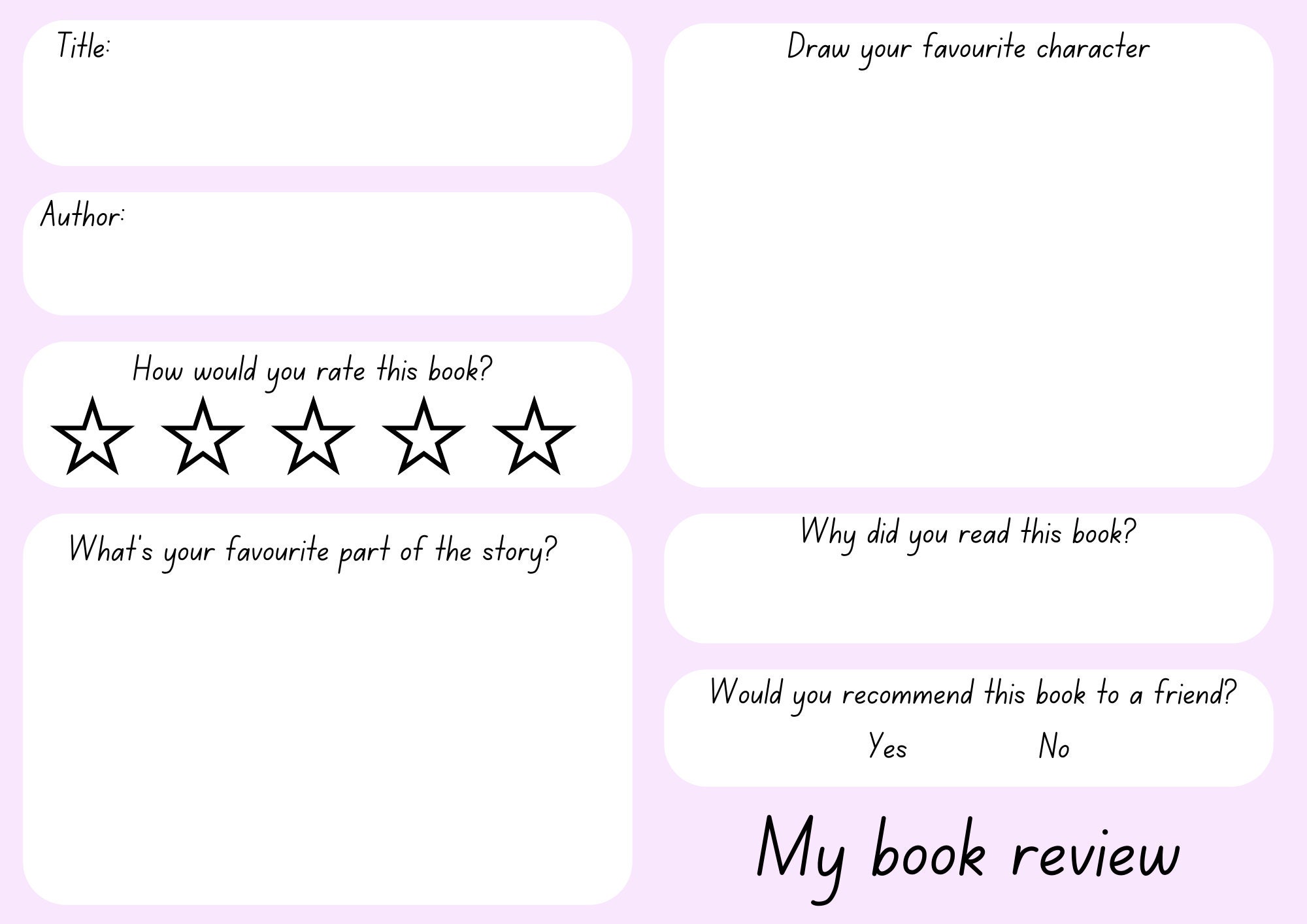 Book Reviews Templates for Children - Etsy