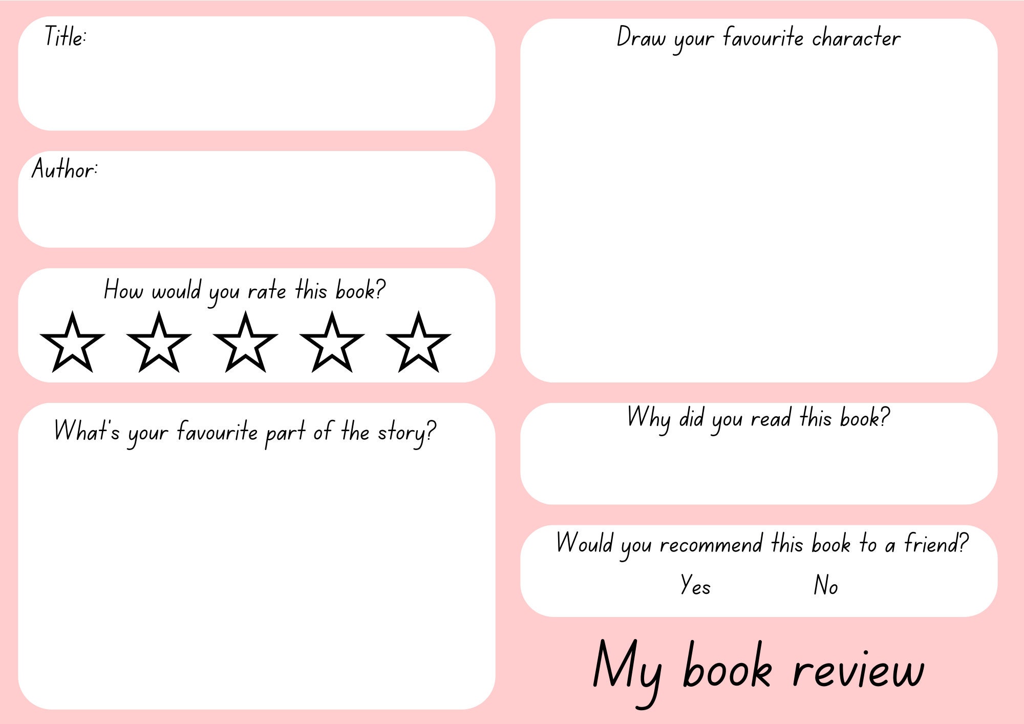 Book Reviews Templates for Children - Etsy