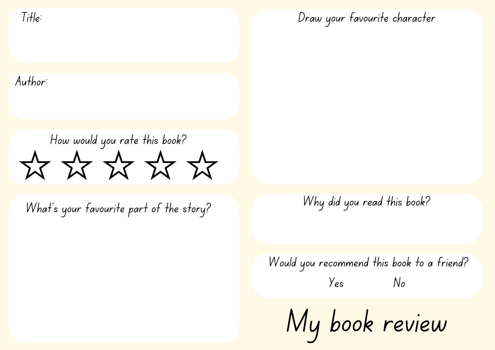 Book Reviews Templates for Children - Etsy