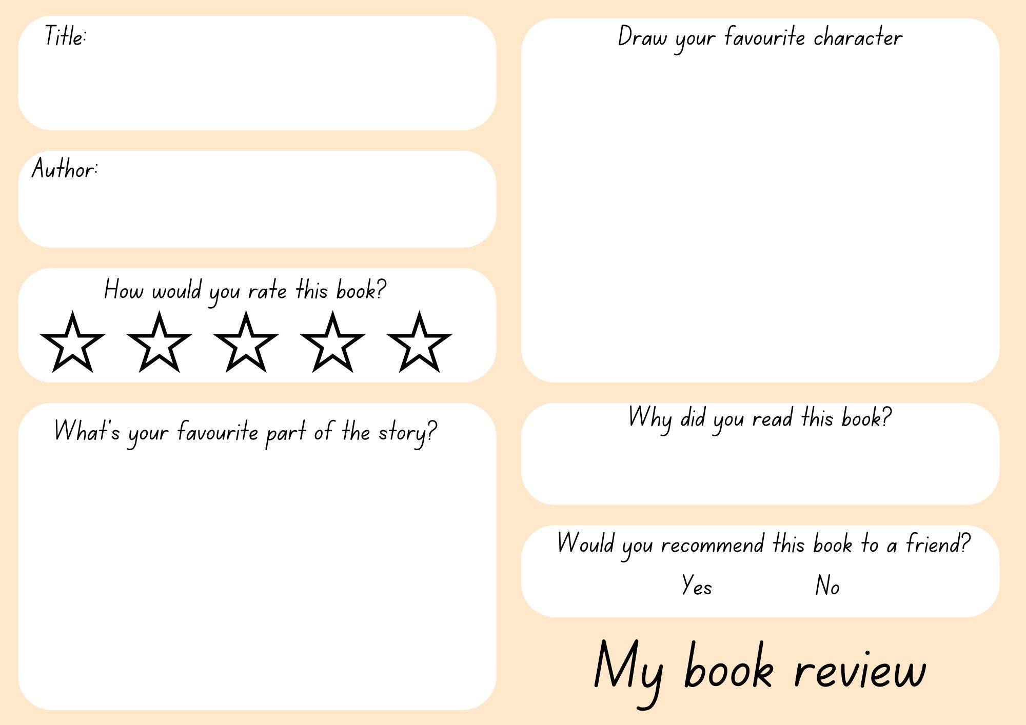 Book Reviews Templates for Children - Etsy