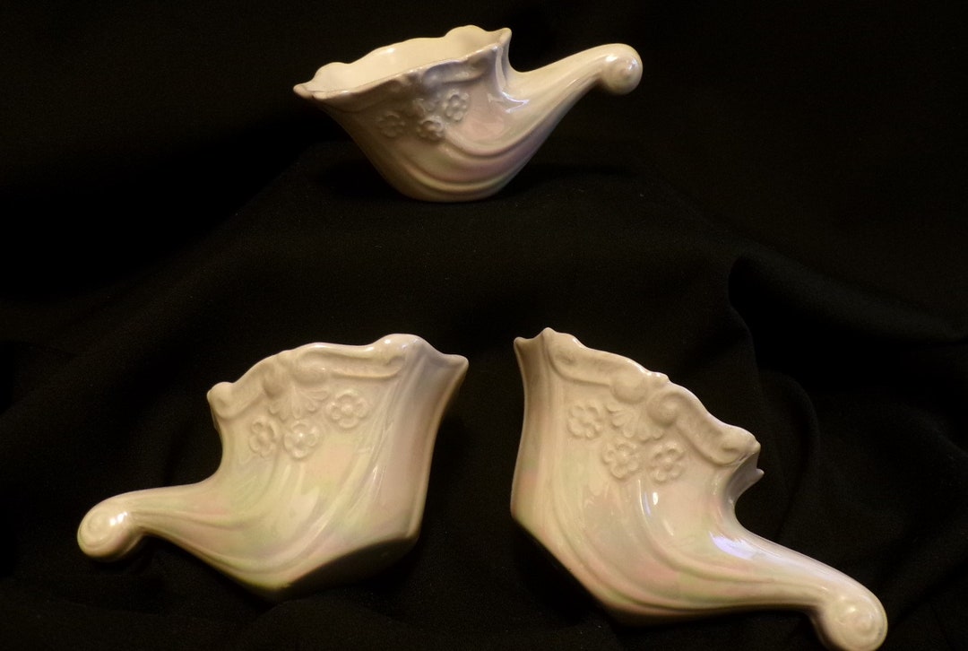 Vintage Ceramic Iridescent Cornucopia - Set of 3 - Etsy