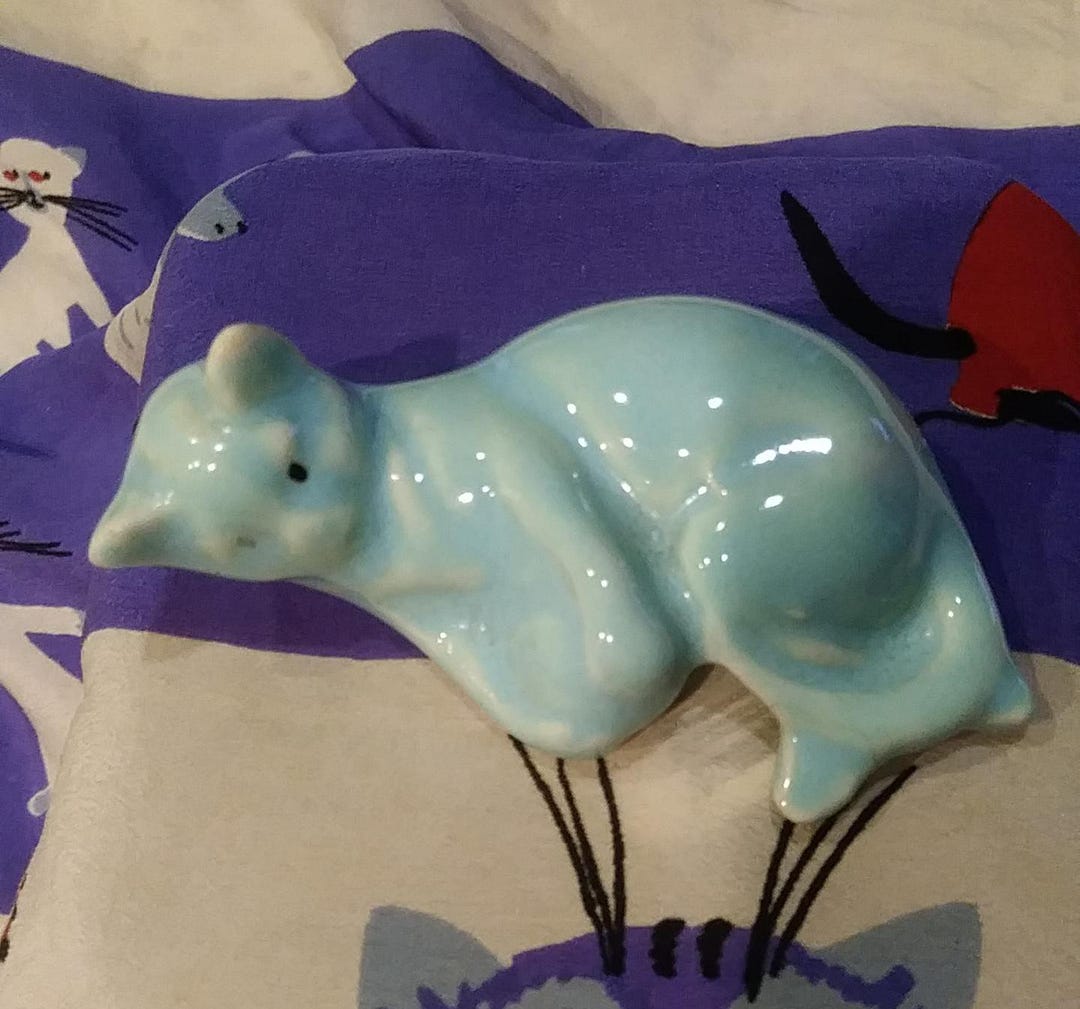 Vintage Blue Ceramic Cat Figurine 1940s-1950w - Etsy