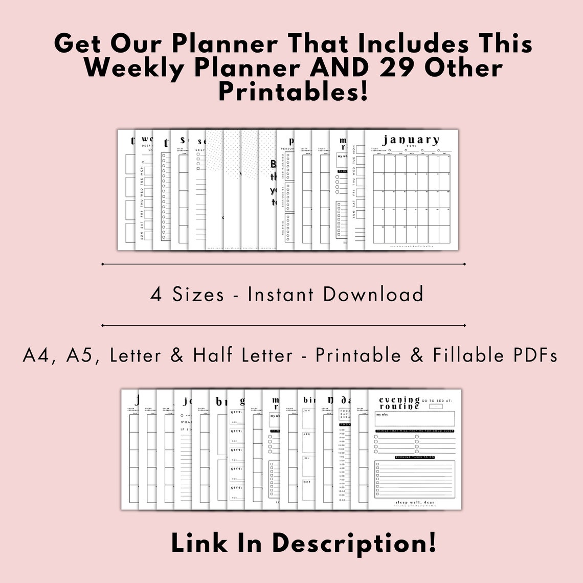 Weekly Planner Printable Weekly Checklist Digital Planner for ...