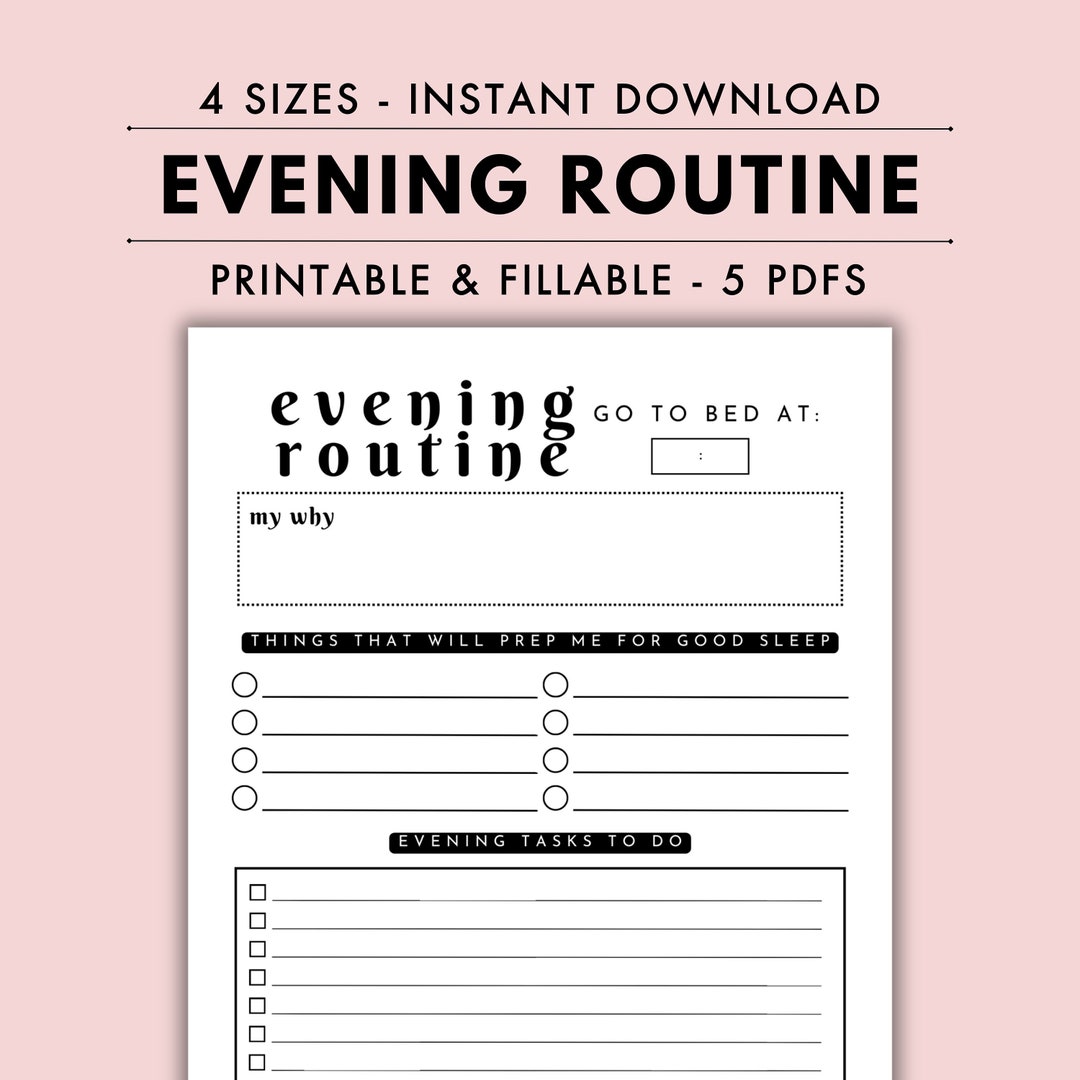 Evening Routine Printable Habit Tracker for College Student Nighttime ...