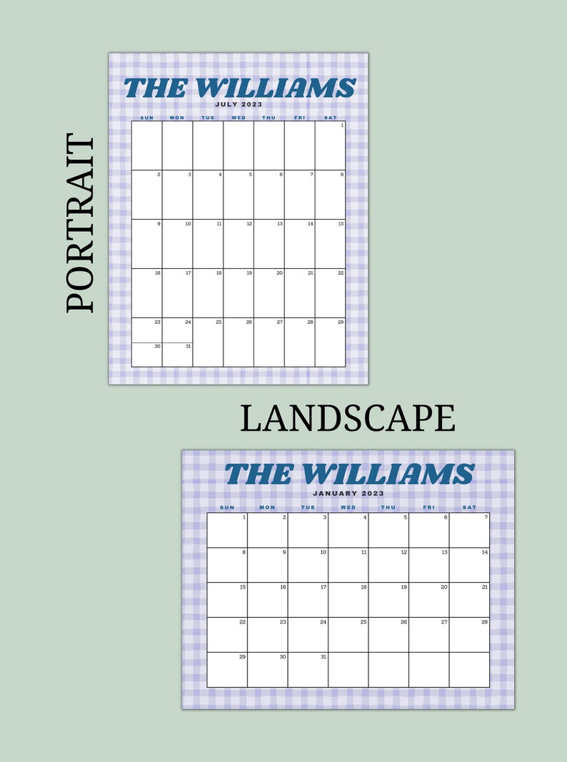 Personalized Calendar Bundle Printable Monthly Calendar Purple - Etsy