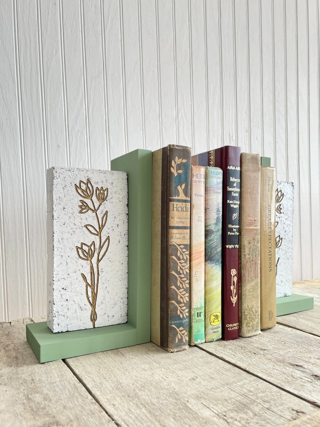 Library Bookend Book Nook Decor Cozy Office Decor Handcrafted Engraved ...