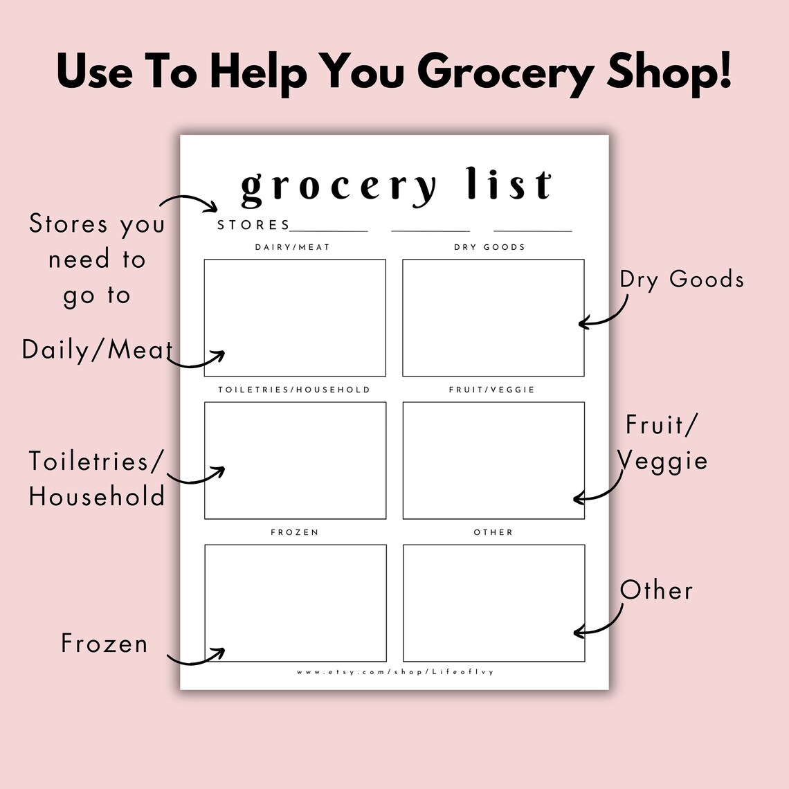 Grocery List Printable Shopping List Fillable Grocery Checklist Digital ...