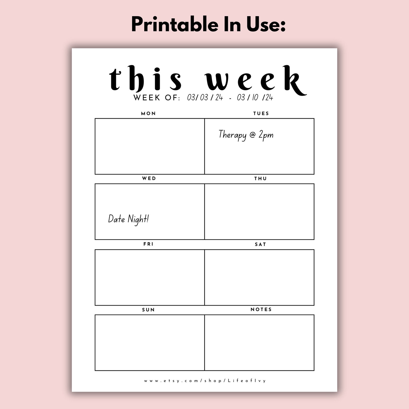Weekly Planner Printable Weekly Checklist Digital Planner for ...