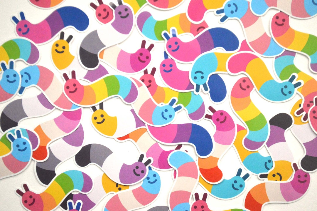 Rainbow Worm Pride Vinyl Stickers - Etsy