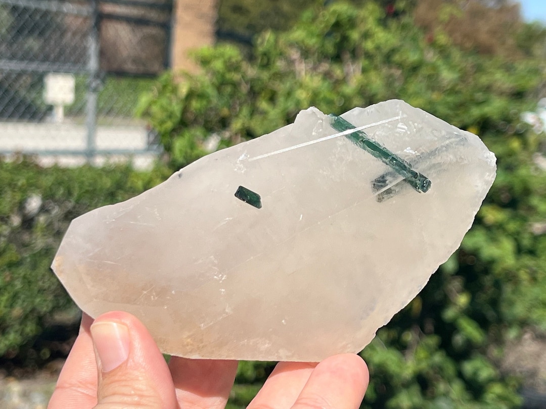 Tourmaline on Quartz Green Tourmaline Tourmaline Inclusion - Etsy