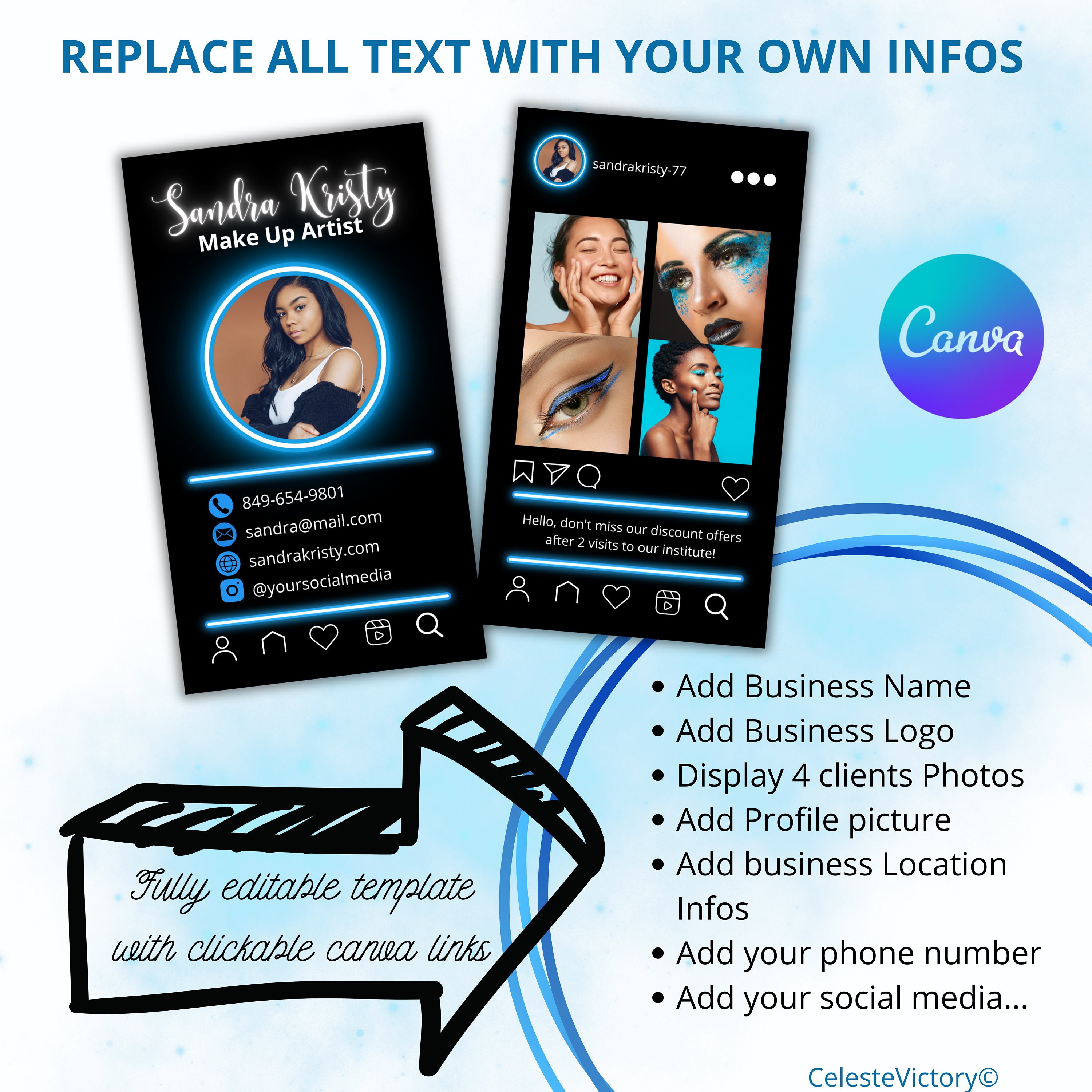 Ig Cards Ig Template IG Template Business Card IG - Etsy