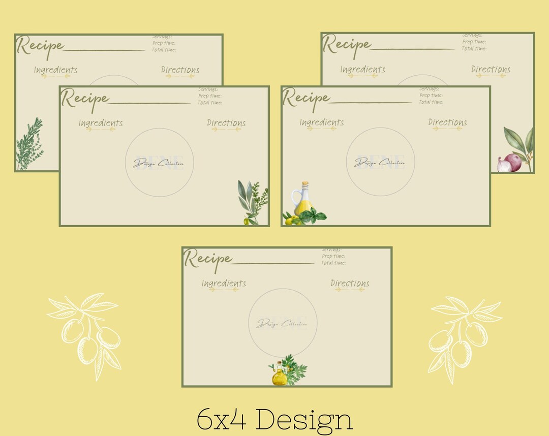 Printable Recipe Card Bundle: Set of 5 Classic Herb Bundle Size 6x4 - Etsy